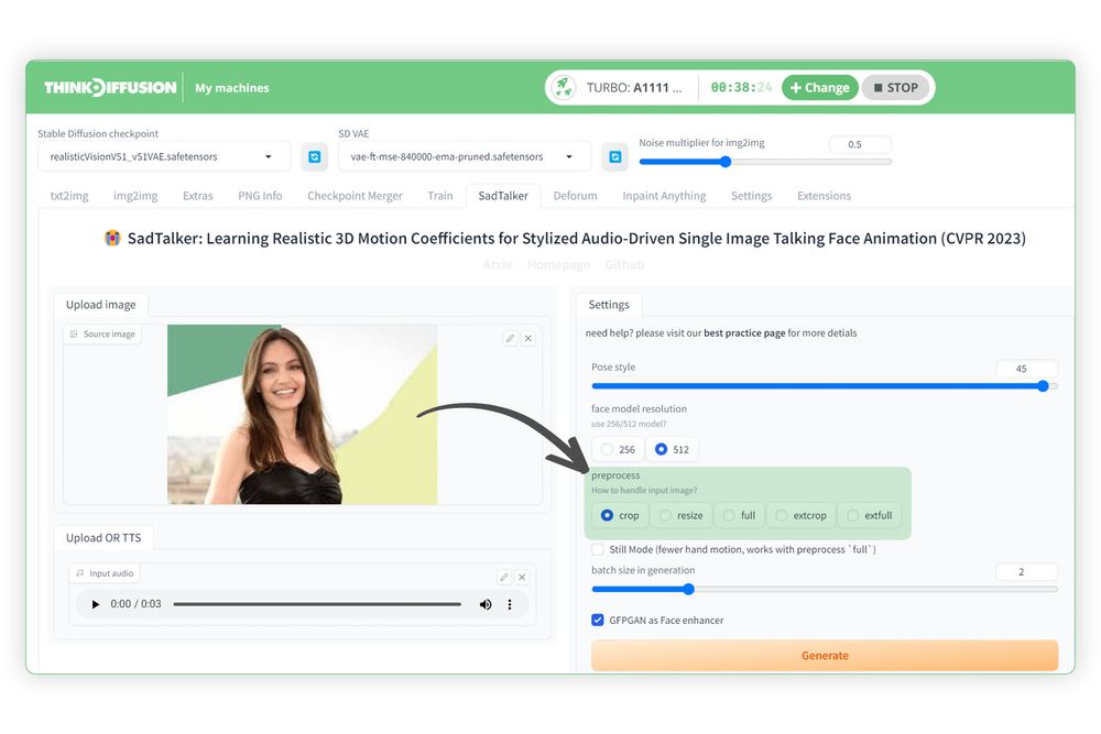SadTalker - Talking head videos