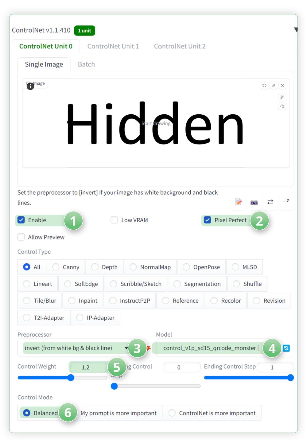 Hidden faces and text with ControlNet QR Code Monster