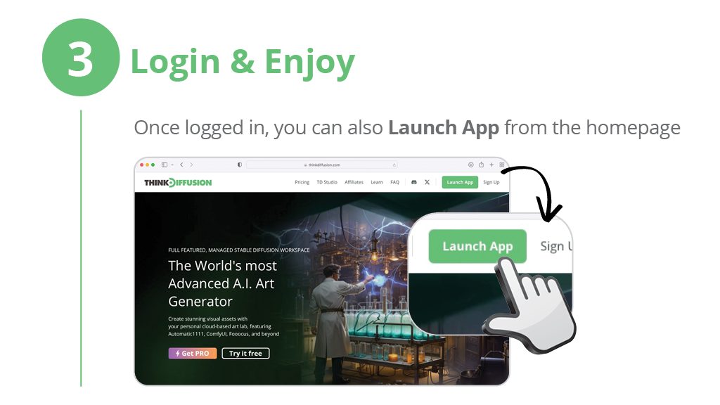 Signing up on ThinkDiffusion